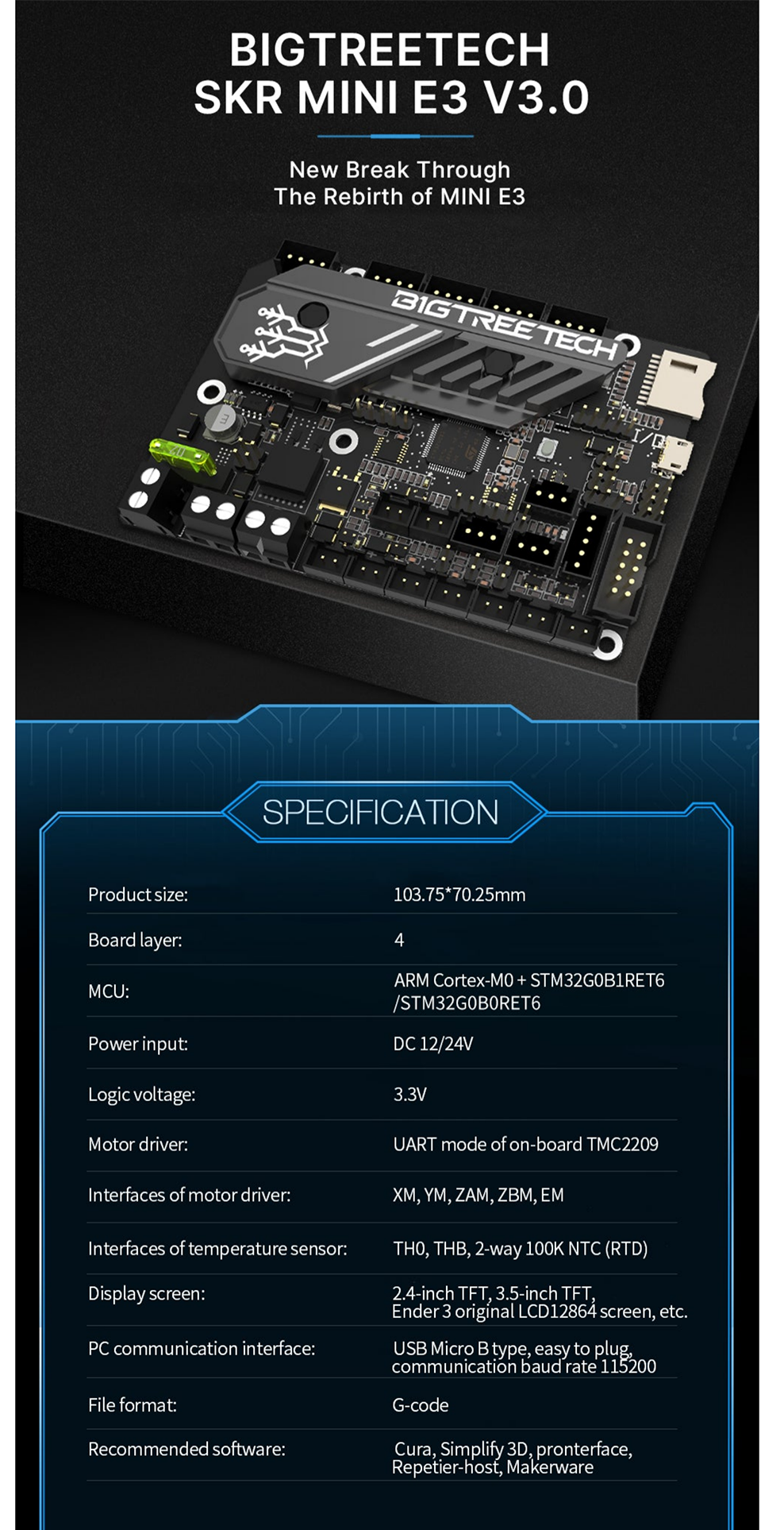 Bigtreetech BTT SKR MINI E3 V3.0 32 Bit Board | 3D Gadgets Malaysia